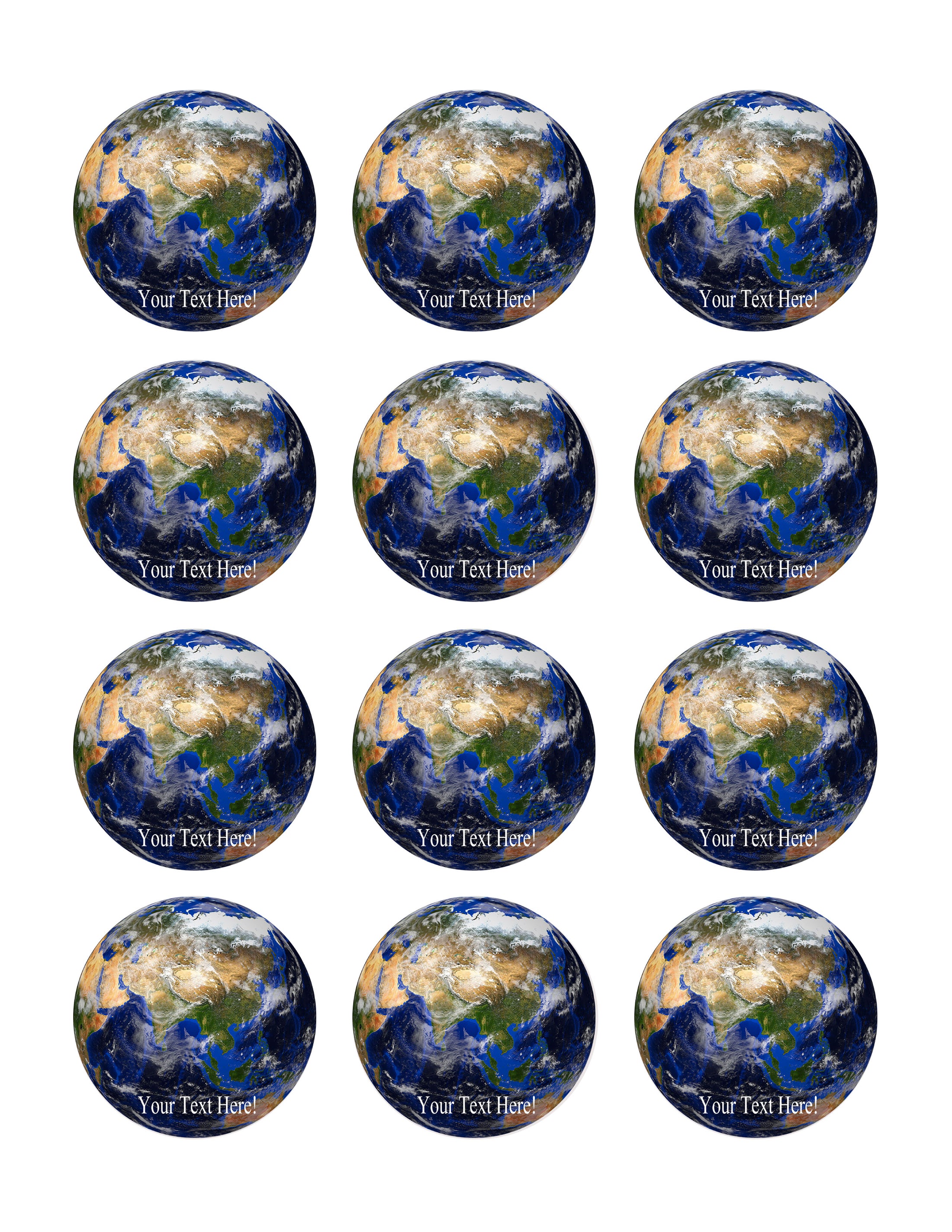 Earth Planet - Edible Cake Topper, Cupcake Toppers, Strips – EPOC-PRINT