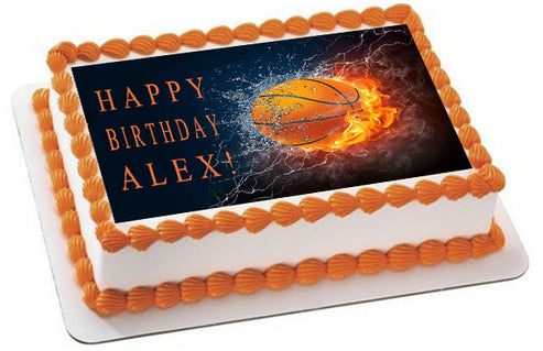 Basketball Fire - Edible Cake Topper OR Cupcake Topper, Decor – EPOC-PRINT