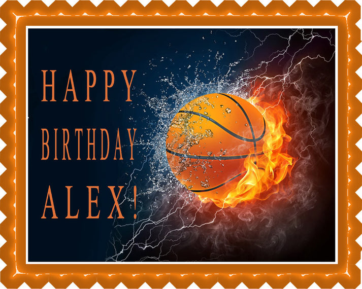 Basketball Fire - Edible Cake Topper OR Cupcake Topper, Decor – EPOC-PRINT