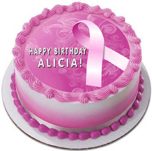 Breast Cancer Pink Ribbon - Edible Cake Topper, Cupcake Toppers, Strip ...