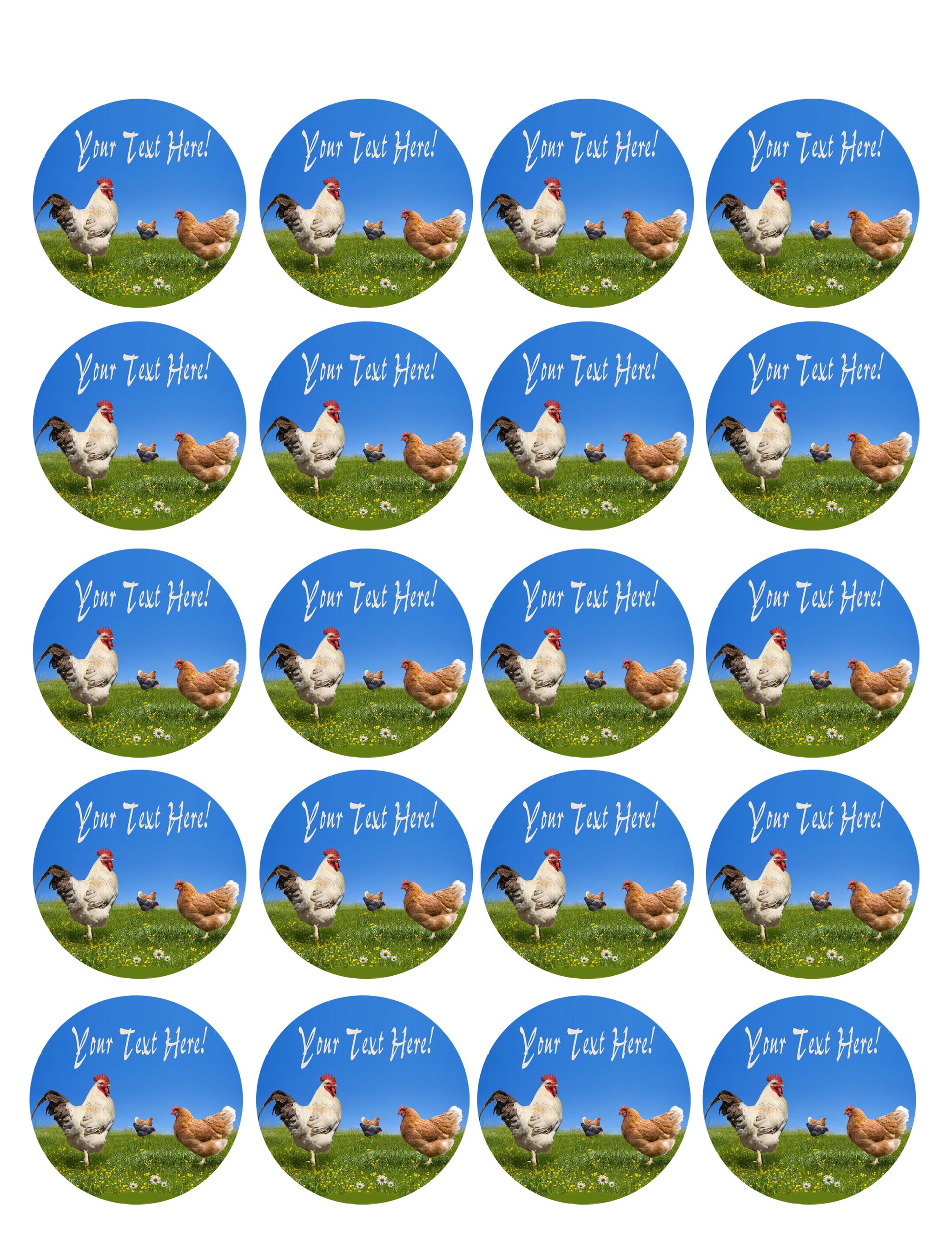 Chickens and on the Green Meadow - Edible Cake Topper or Cupcake ...