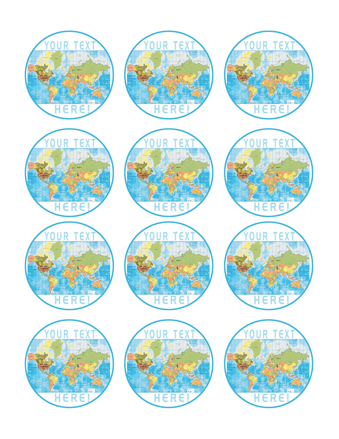 Detailed World Map - Edible Cake Topper, Cupcake Toppers, Strips – EPOC ...