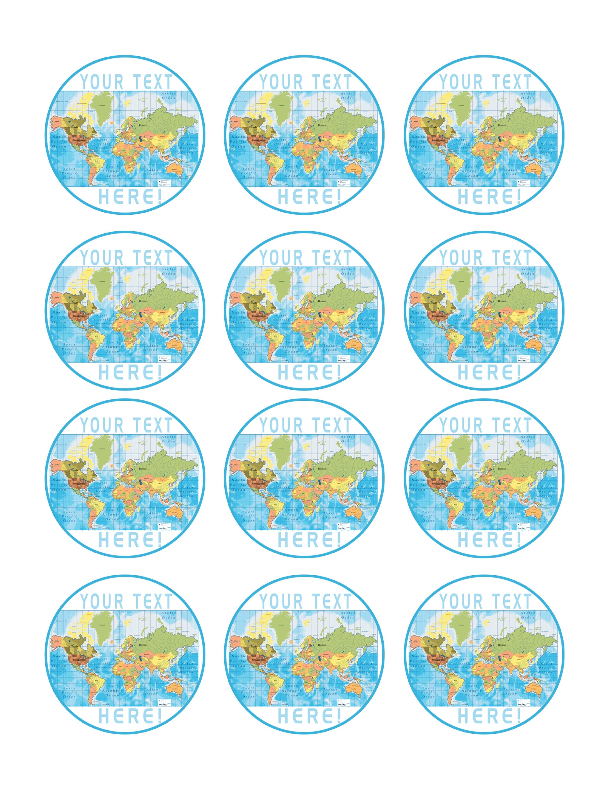 Detailed World Map - Edible Cake Topper, Cupcake Toppers, Strips – EPOC ...