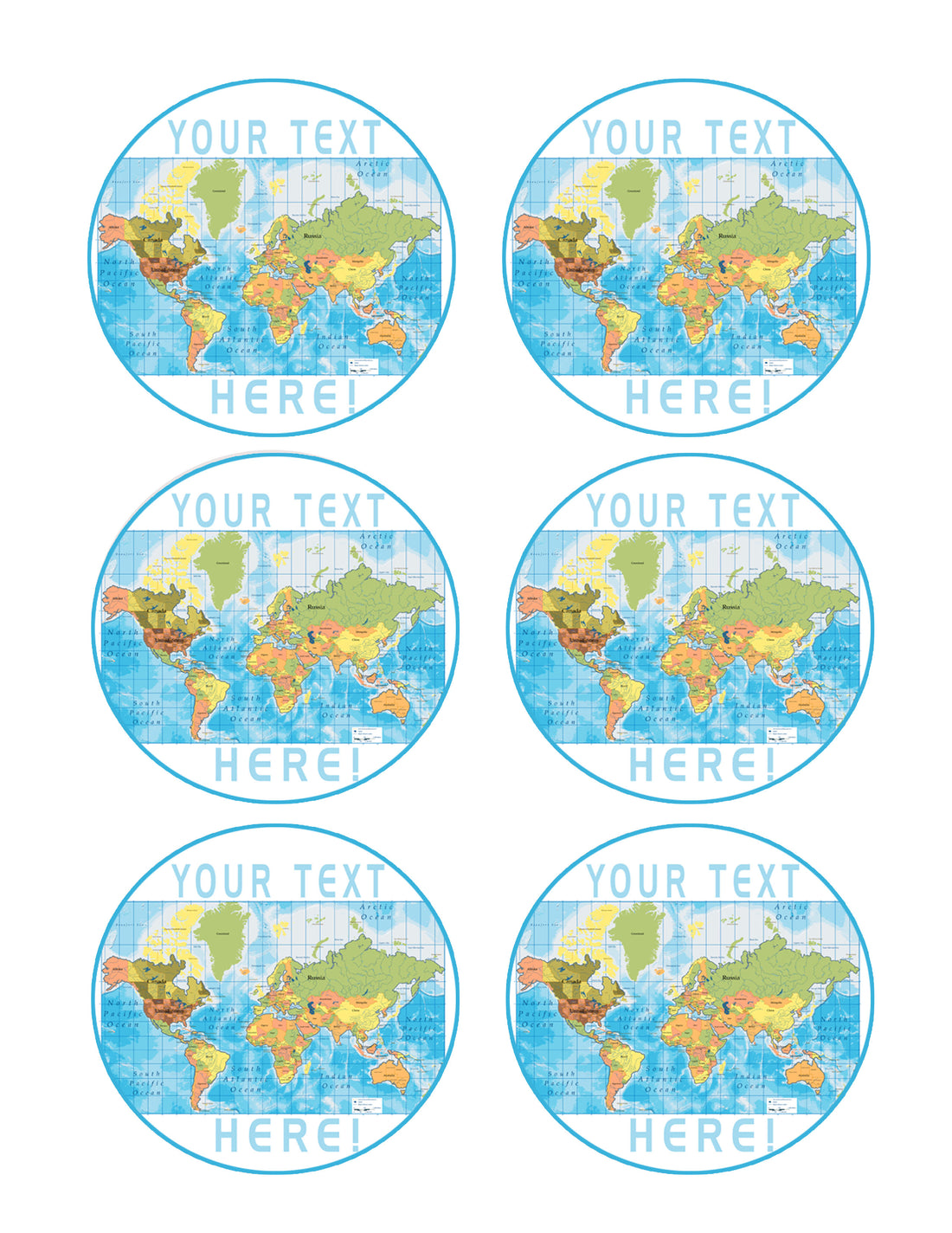 Detailed World Map - Edible Cake Topper, Cupcake Toppers, Strips – EPOC ...