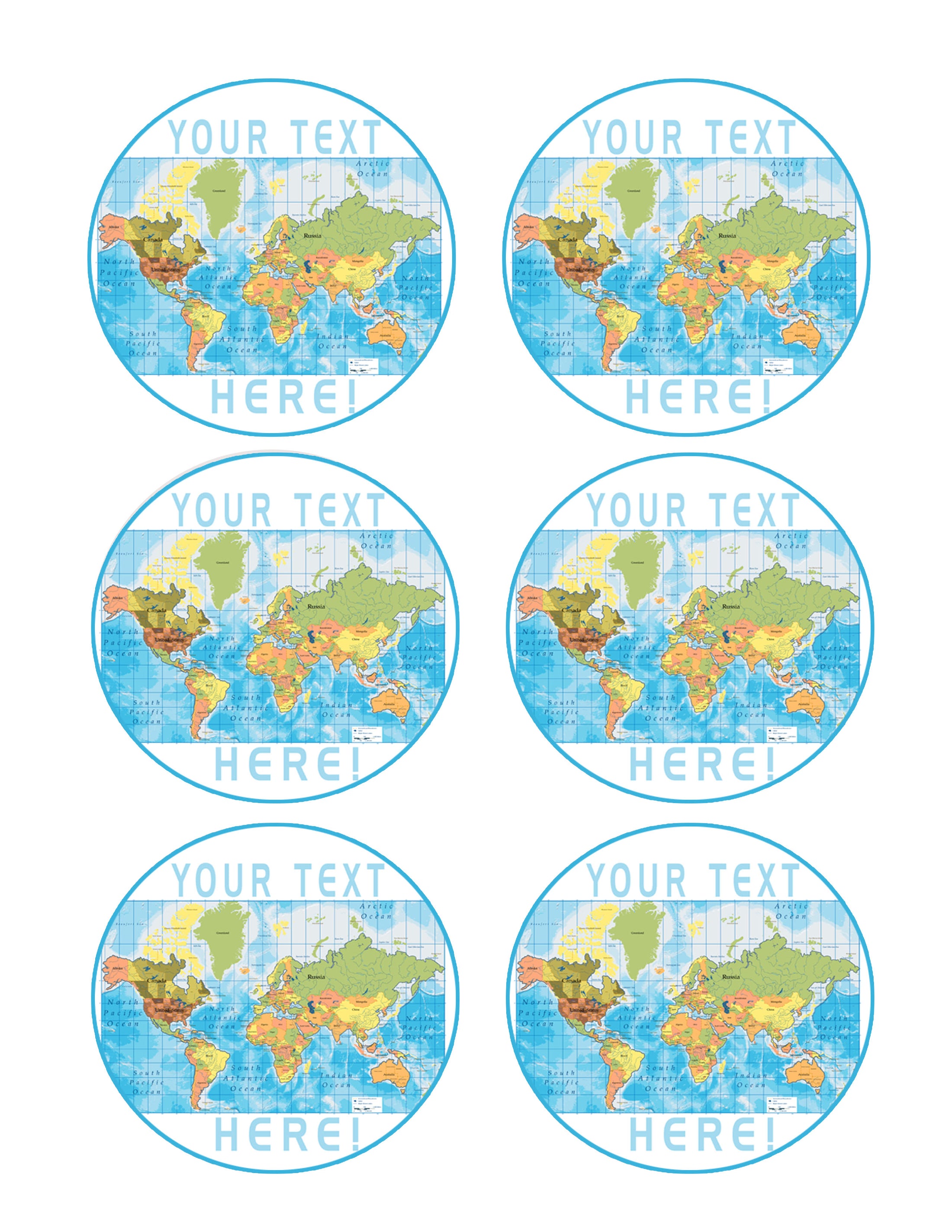 Detailed World Map - Edible Cake Topper, Cupcake Toppers, Strips – EPOC ...