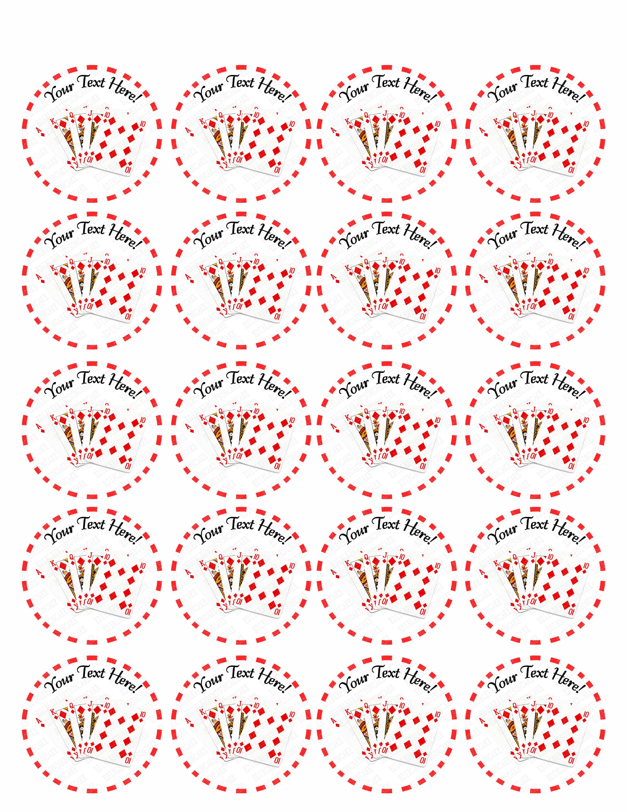 Playing Poker Cards II - Edible Cake Topper, Cupcake Toppers, Strips ...