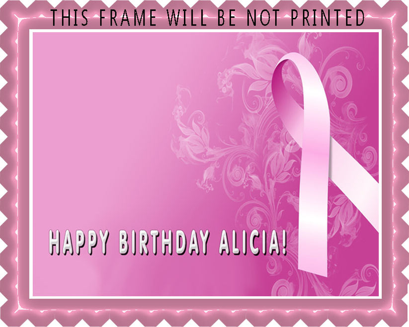 Breast Cancer Pink Ribbon - Edible Cake Topper, Cupcake Toppers, Strip ...